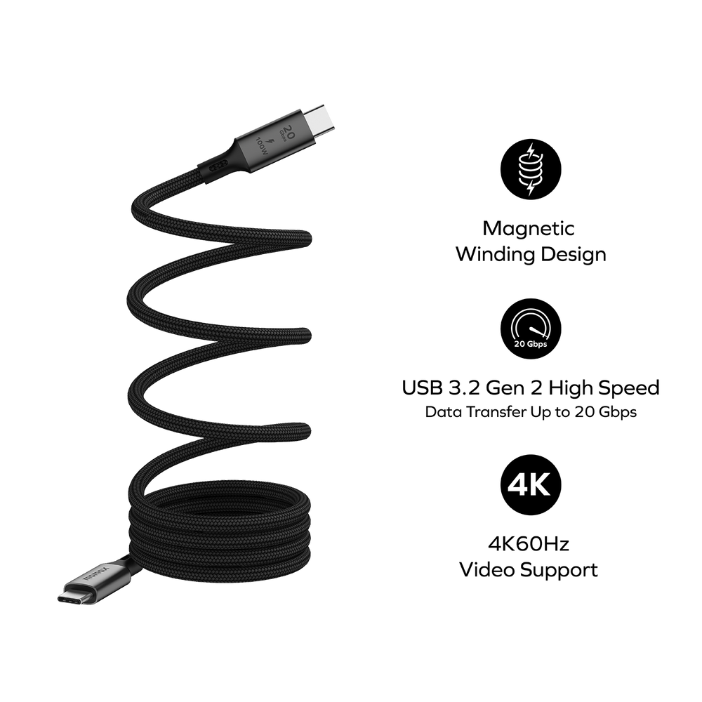 Mag.Link | 磁吸連接線 USB-C to USB-C USB 100W 3.2 Gen 2x2 (1M)