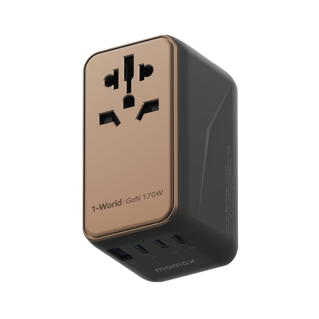 1-World 170W GaN four-port travel charging socket