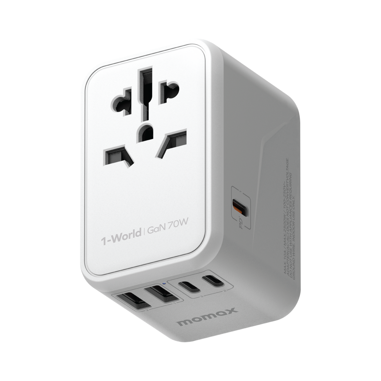 1-World 70W GaN Convenient Travel Socket UA8A | MOMAX Official Website