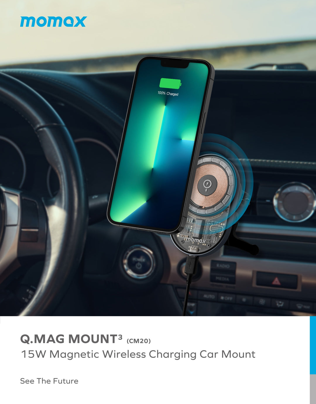 Q.Mag Mount 3 15W磁吸無線充電車載支架 | MOMAX 官方網上商店 – Momax HK