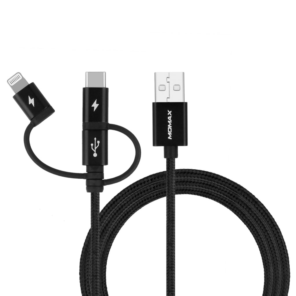 ONE link 3 in 1 USB-A to Micro USB Lightning USB-C 1米