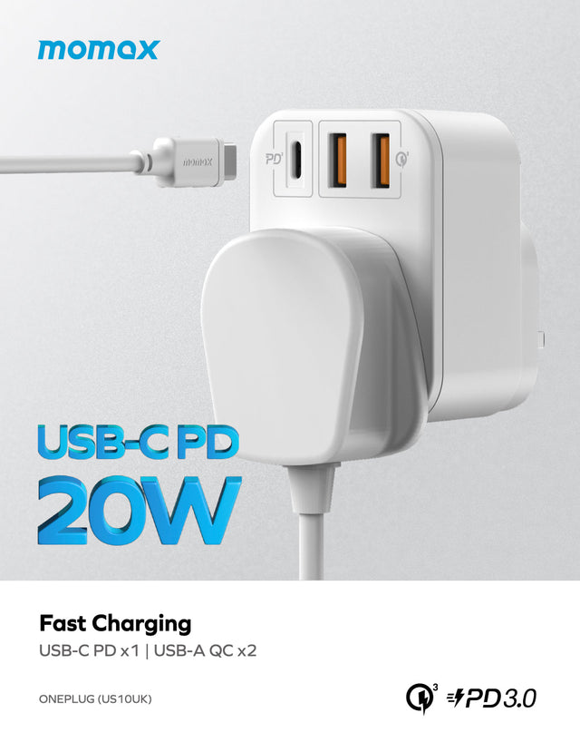 ONEPLUG PD20W 2A1C 1位萬能插蘇 – Momax HK