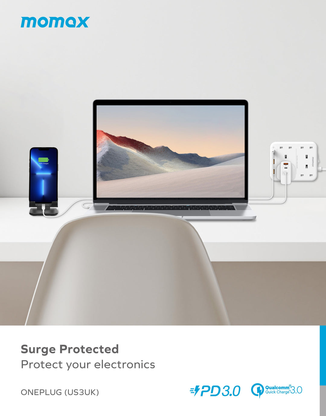 ONEPLUG PD20W 2A1C 4位拖板 | MOMAX 官方網上商店 – Momax HK
