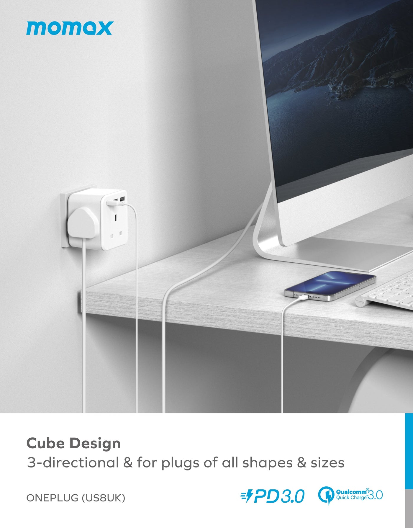ONEPLUG PD20W 2A1C 3位萬能插蘇 | MOMAX 官方網上商店