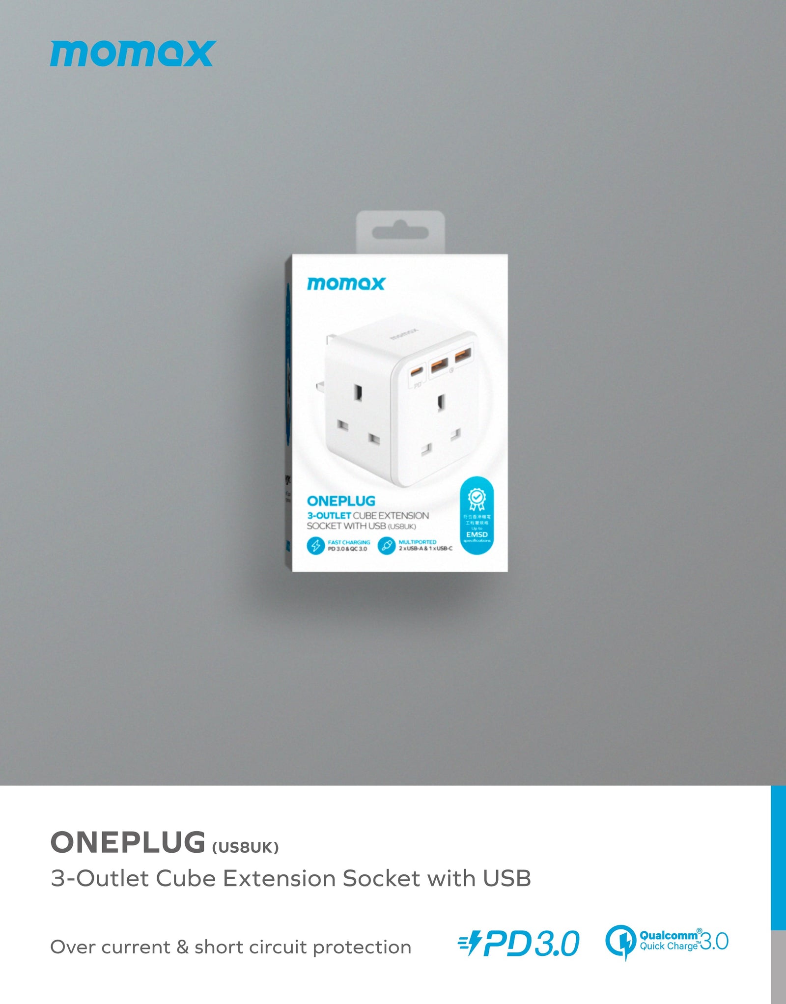 ONEPLUG PD20W 2A1C 3位萬能插蘇 | MOMAX 官方網上商店
